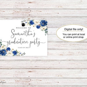 Blue Graduation Party Welcome Sign, Blue Graduation Welcome Sign, Grad ...