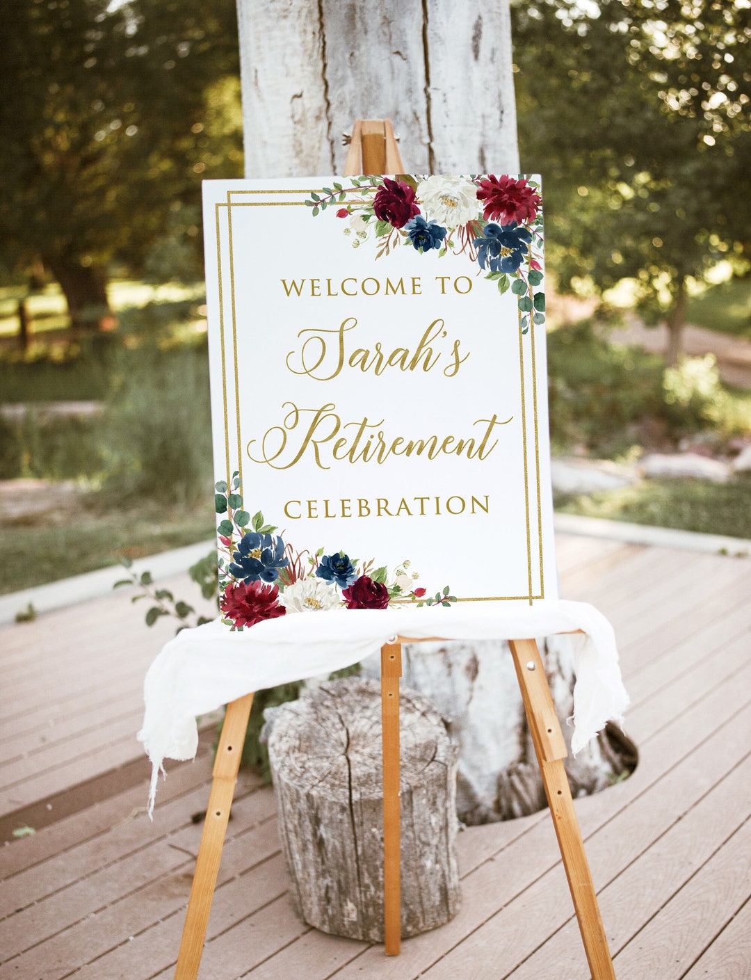 Burgundy Navy Retirement Welcome Sign, Retirement Celebration Welcome ...