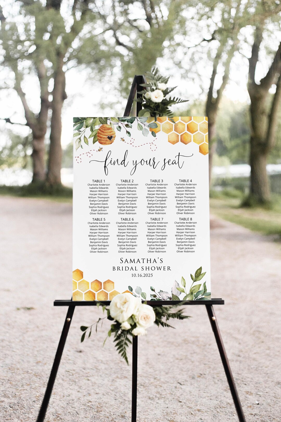 Honey Bridal Shower Seating Chart, Bee Bridal Shower Seating Plan ...