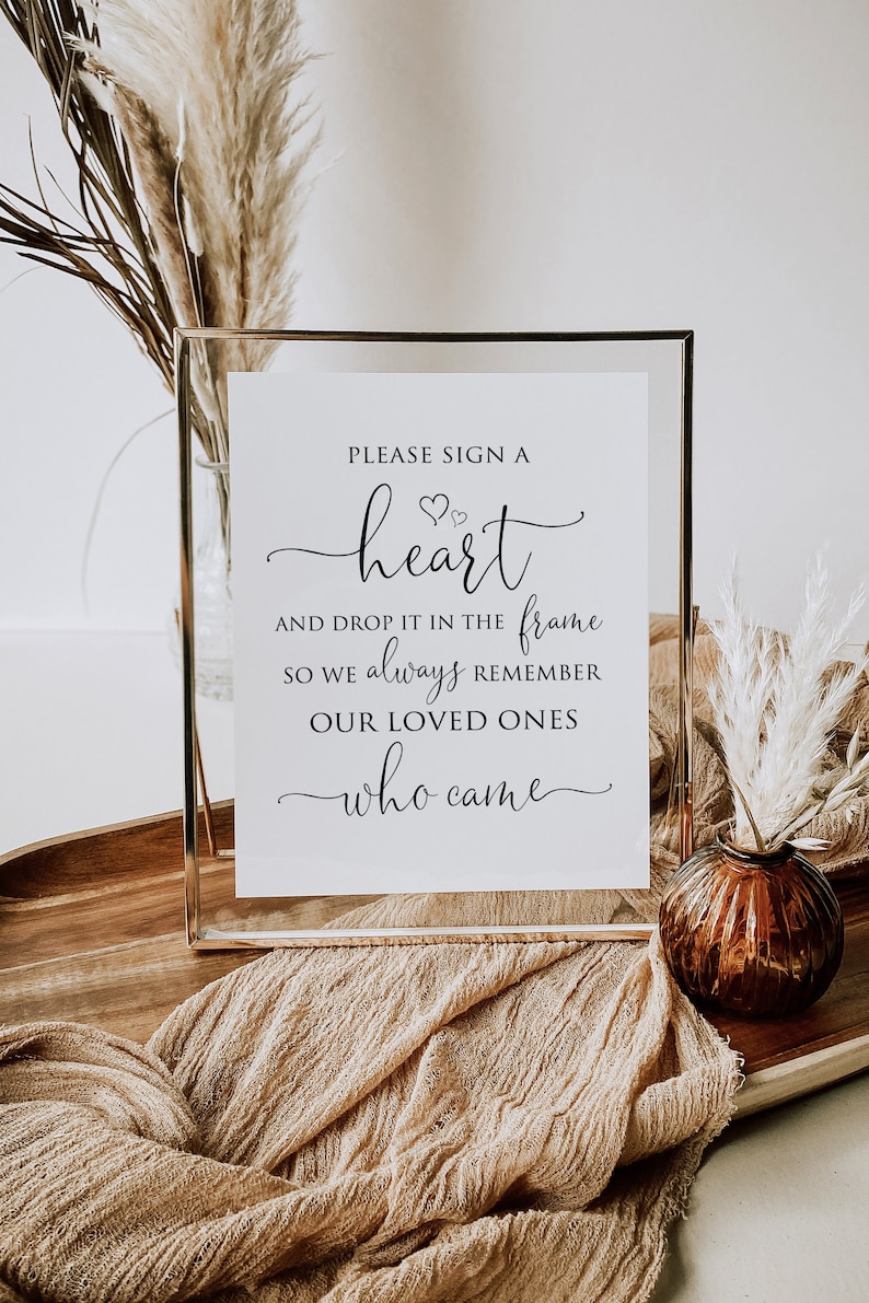 Please Sign A Heart Sign Heart Drop Guest Book Sign Sign a - Etsy