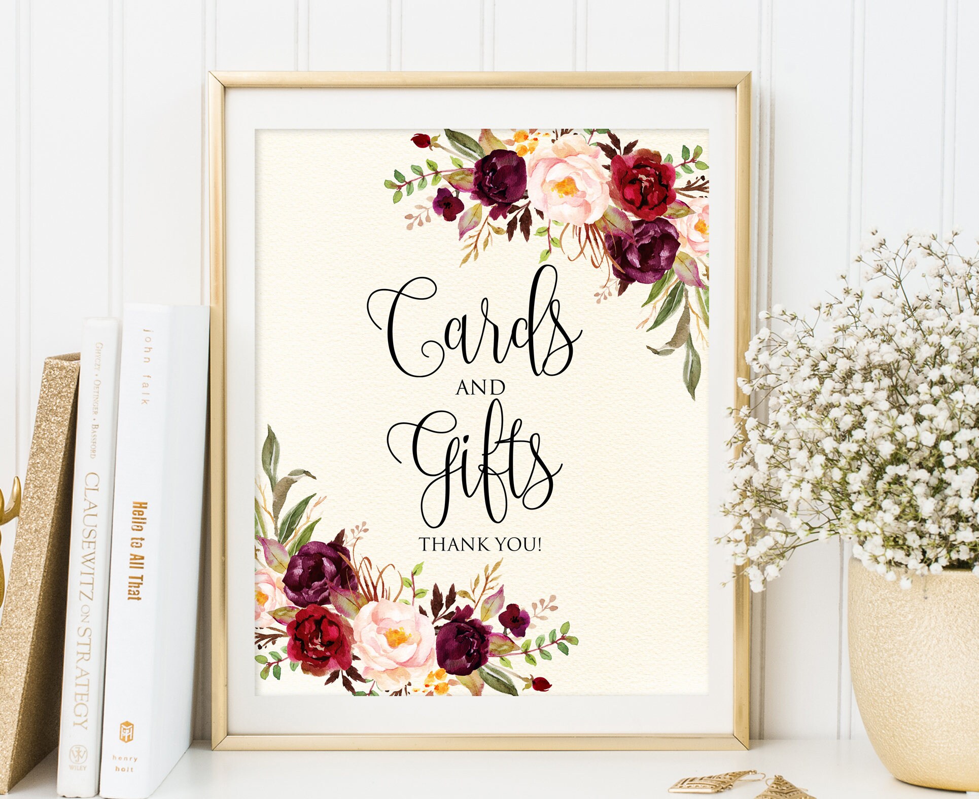 Cards and Gifts Sign Gift Table Sign Floral Printable Sign | Etsy