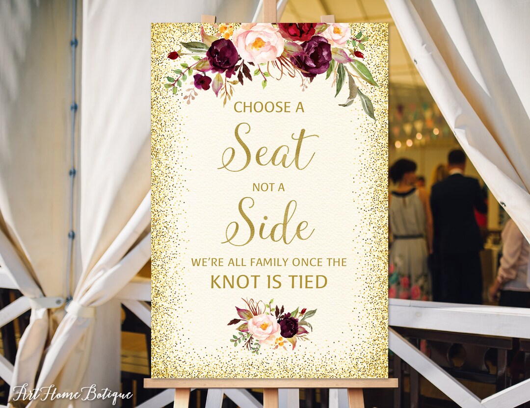 Choose a Seat Not a Side Sign, Pick a Seat Ceremony Sign, Ivory Wedding ...