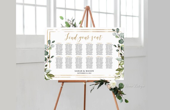 Greenery Seating Chart Botanical Wedding Seating Chart Find | Etsy