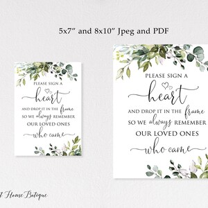 Please Sign A Heart Sign, Heart Drop Guest Book Sign, Sign a Heart and ...