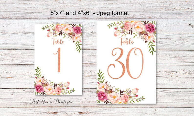 Rose Gold Table Numbers Birthday Table Numbers Rose Gold and | Etsy