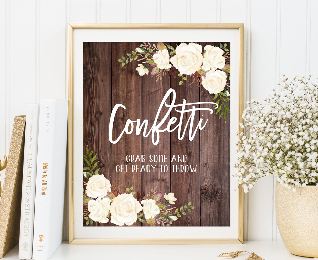 Confetti Sign, Confetti Send off Sign Wedding Sign, Rustic Confetti ...