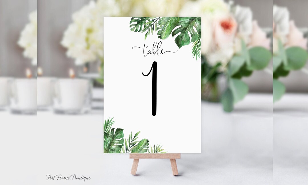 Tropical Table Numbers, Monstera Wedding Table Numbers, Palm Table ...