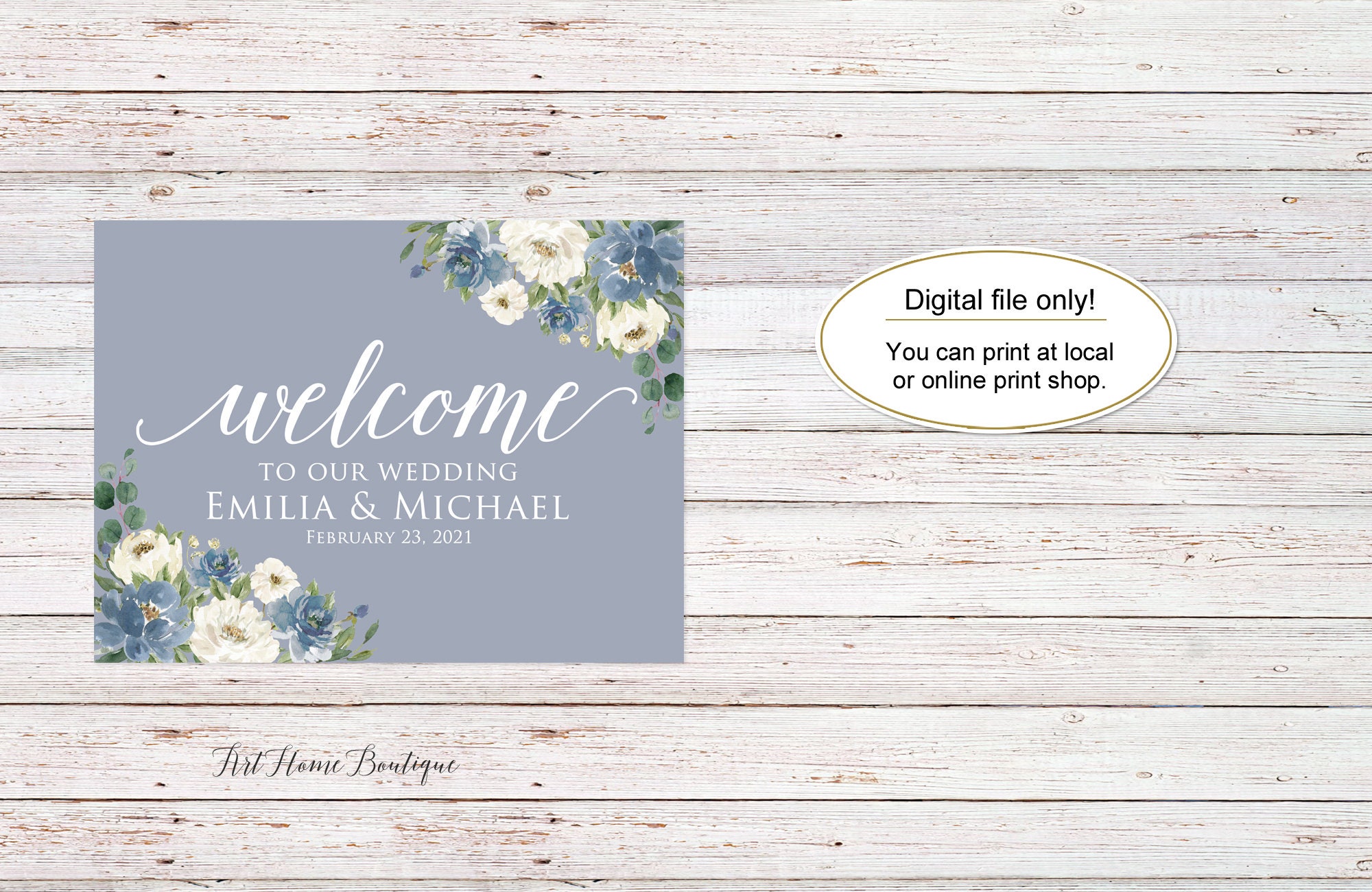 Dusty Blue Wedding Welcome Sign Welcome To Our Wedding Sign | Etsy