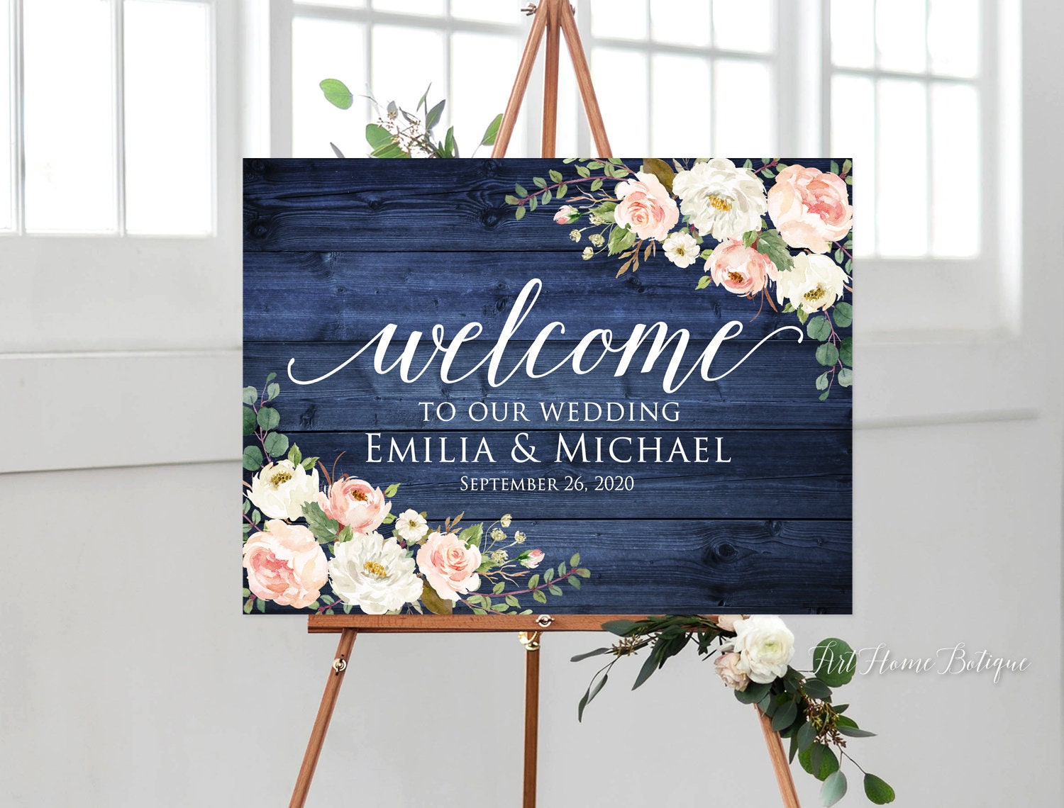 Rustic Navy Wedding Welcome Sign Welcome to Our Wedding Sign | Etsy