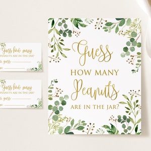 Guess How Many Peanuts Game, Greenery Baby Shower Peanuts Game, Baby ...