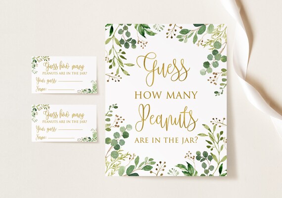 Guess How Many Peanuts Game Greenery Baby Shower Peanuts | Etsy