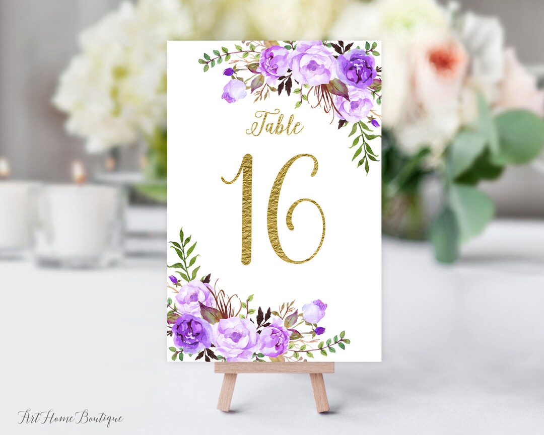 Wedding Table Numbers, Purple Table Numbers, Birthday Table Numbers ...