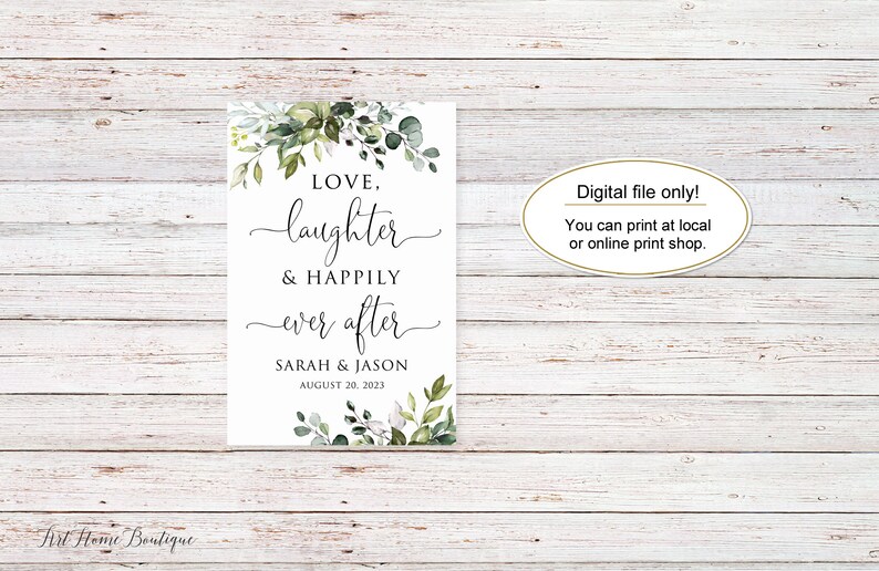 Love Laughter & Happily Ever After Sign Greenery Wedding - Etsy