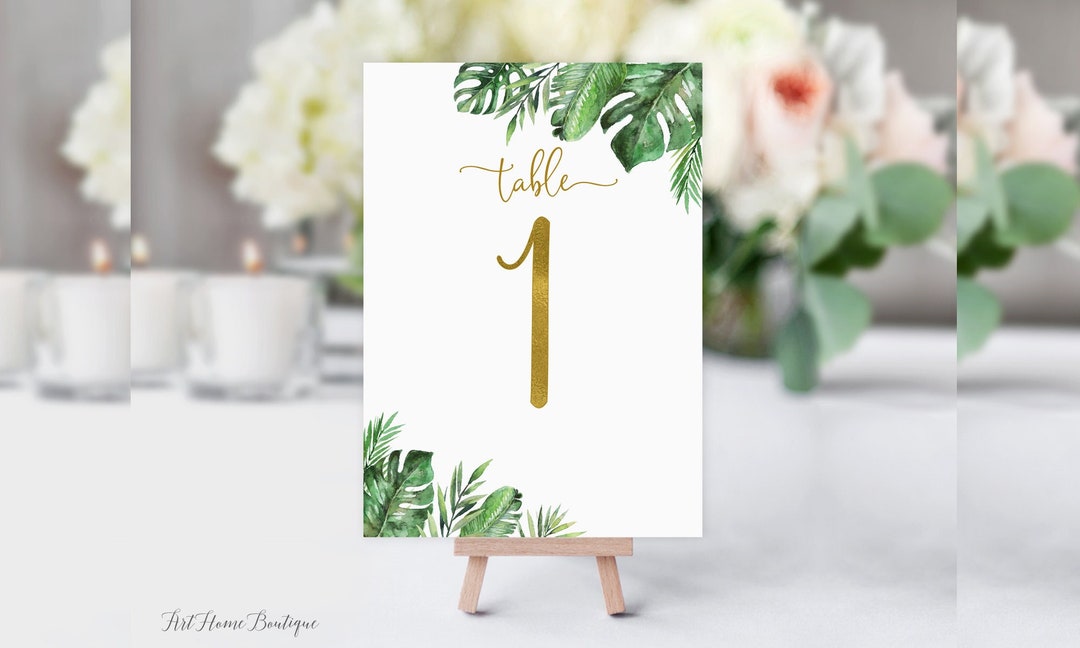 Tropical Table Numbers, Monstera Wedding Table Numbers, Palm Table ...