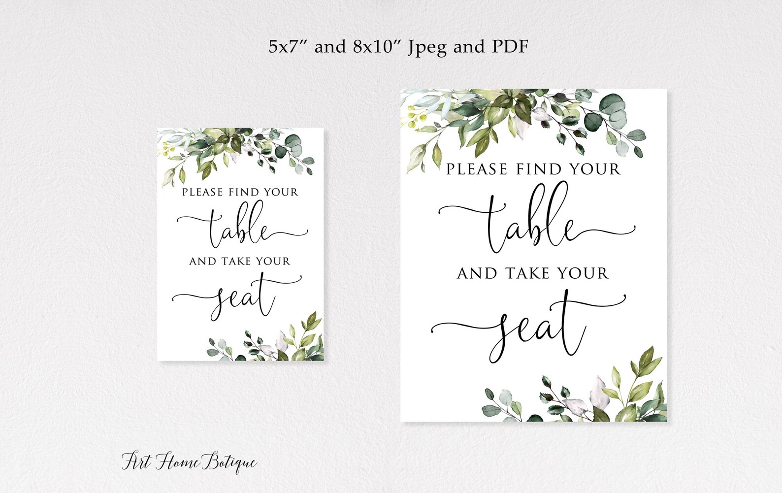 Find Your Table and Take Your Seat Sign Greenery Wedding | Etsy