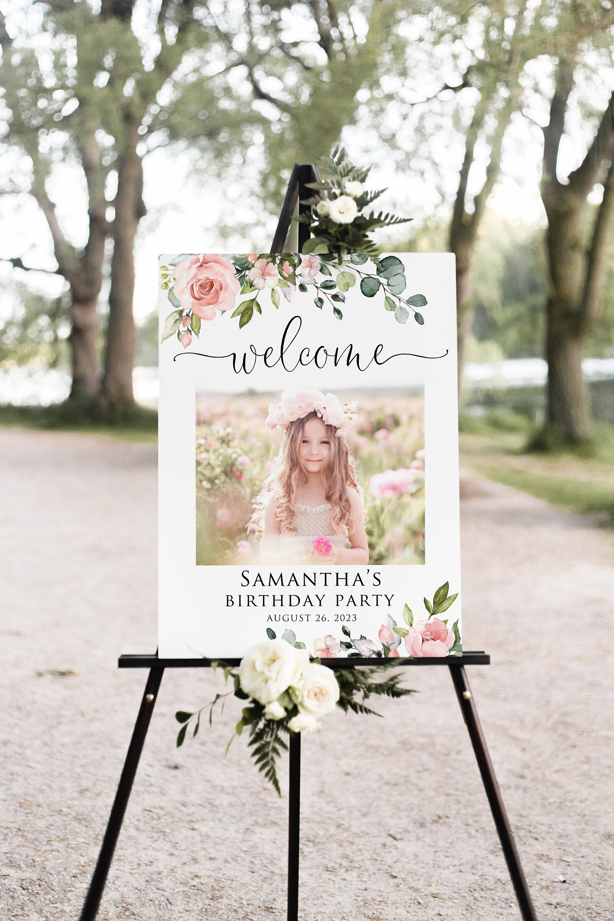 Photo Birthday Welcome Sign Pink Birthday Welcome Sign Blush - Etsy