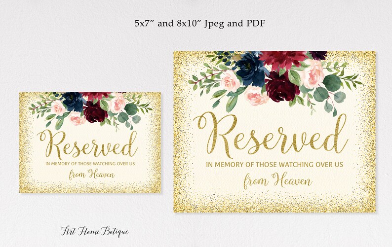 Reserved in Memory Reserved Seat Wedding Sign Memorial in | Etsy