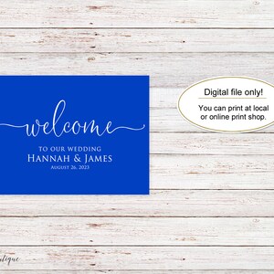 Royal Blue Wedding Welcome Sign Royal Blue Welcome Sign - Etsy