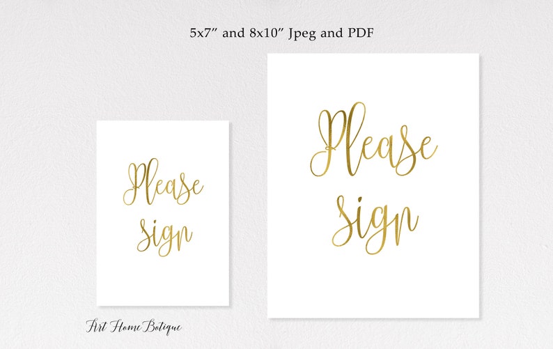 PLEASE SIGN Sign, Gold Please Sign, Alternate Guest Book Sign ...