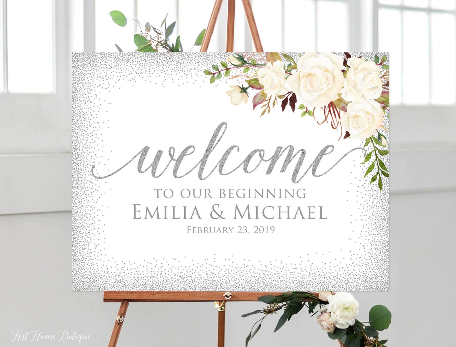 Winter Welcome to Our Beginning Sign Silver Welcome Wedding | Etsy