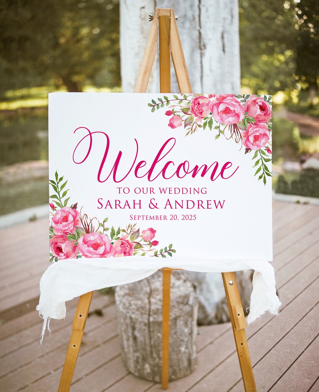 Hot Pink Wedding Welcome Sign, Fuchsia Wedding Welcome Sign, Fuchsia ...