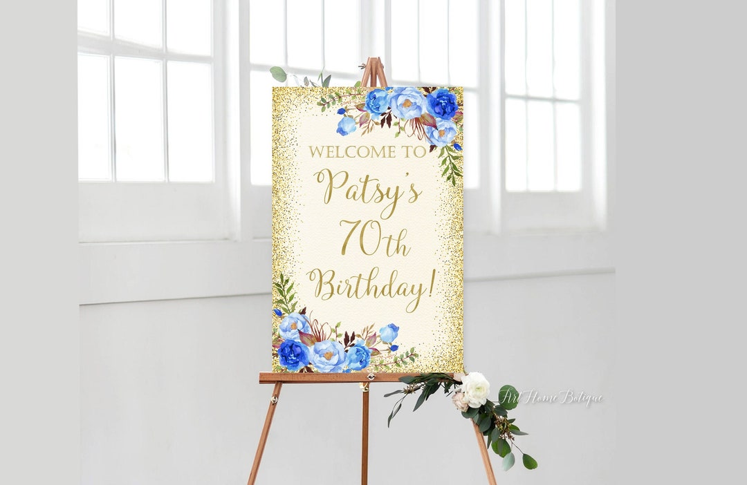 Blue Birthday Welcome Sign, Welcome to Birthday Sign, Blue Welcome Sign ...