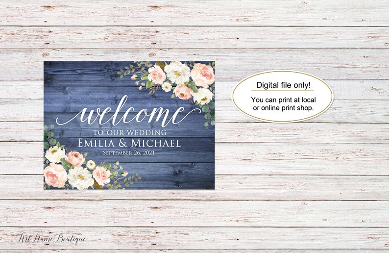 Rustic Dusty Blue Wedding Welcome Sign Welcome to Our Wedding - Etsy