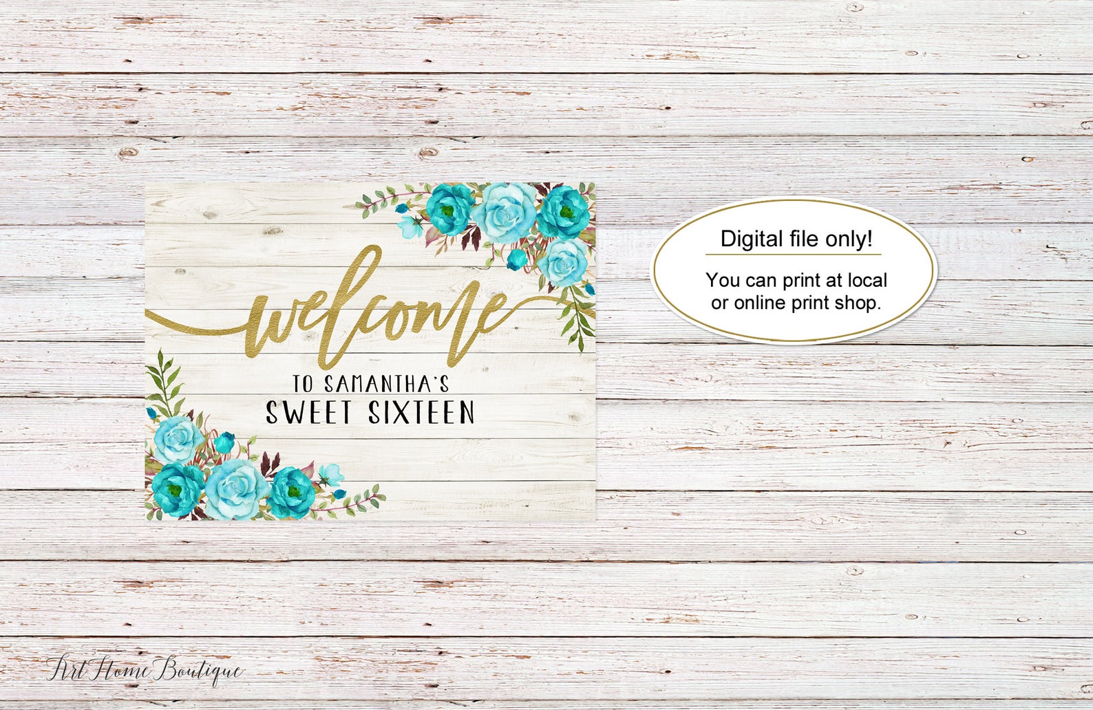 Teal Sweet 16 Birthday Welcome Sign, Teal Welcome Sign, Welcome to ...