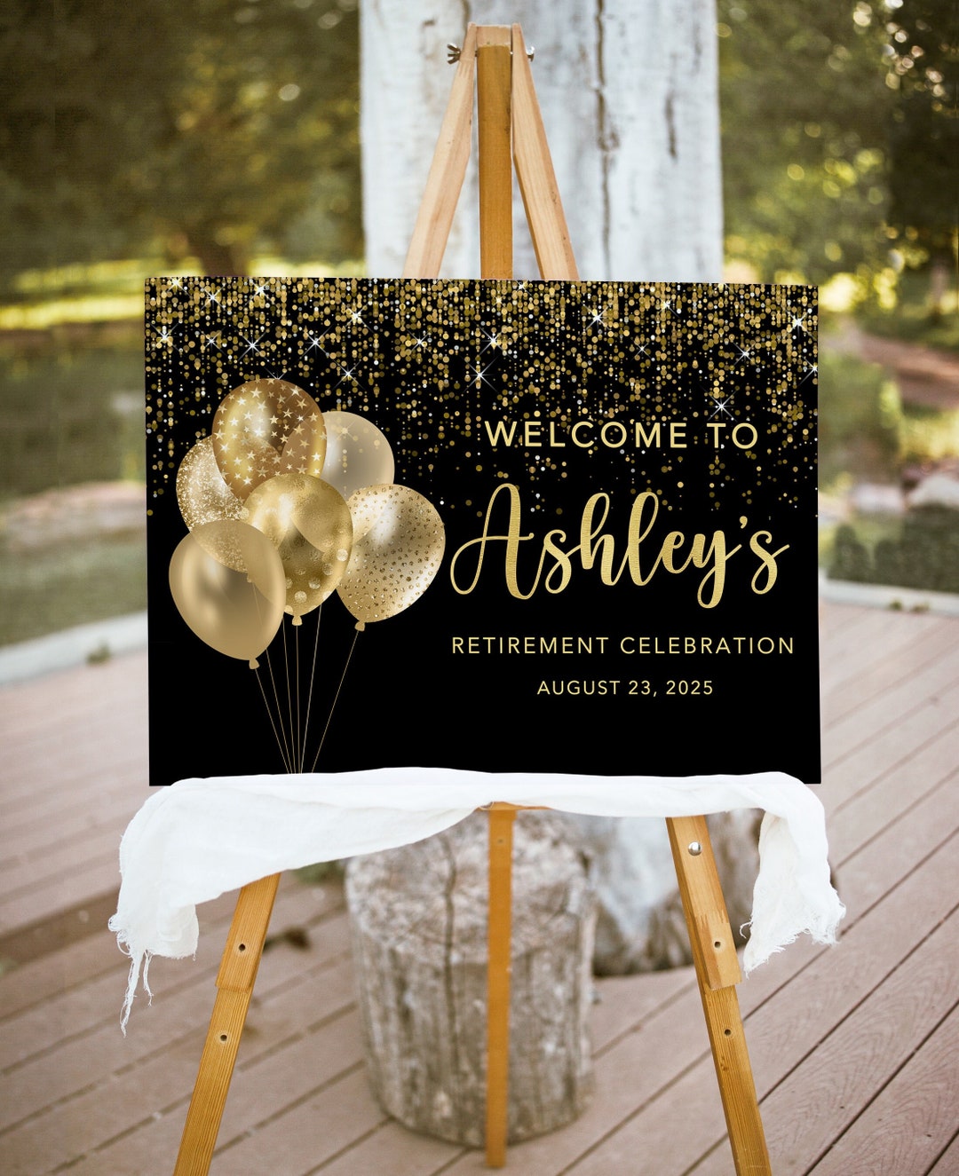 Gold Balloons Retirement Welcome Sign, Gold Retirement Party Sign ...