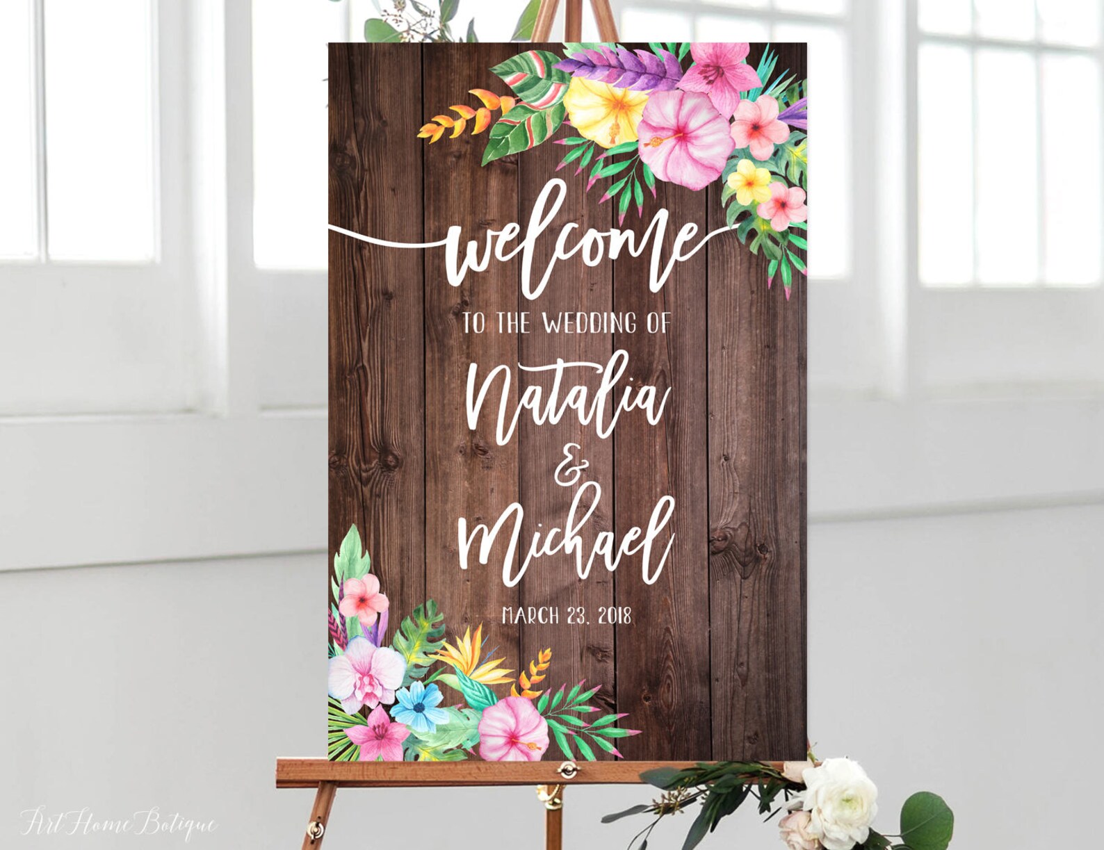 Tropical Welcome Wedding Sign Rustic Welcome Wedding Sign - Etsy