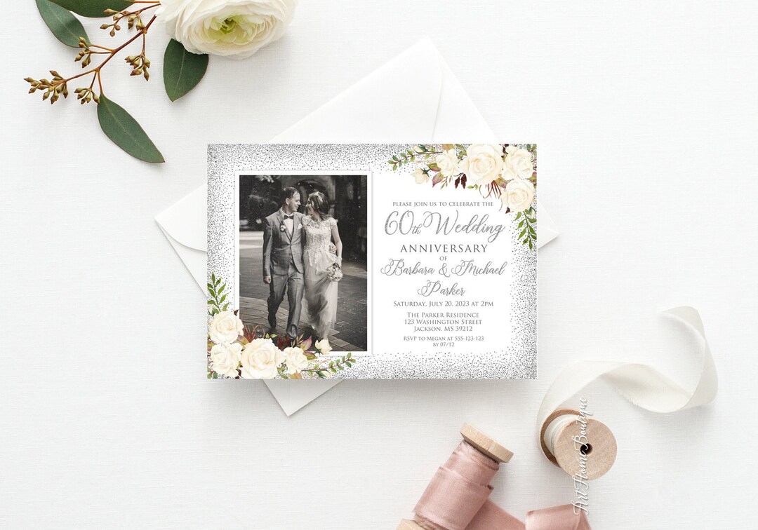 60th Anniversary Invitation, Silver Anniversary Invitation, Photo ...