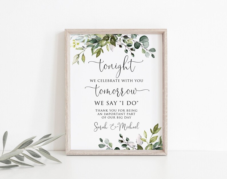 Tonight We Celebrate With You Tomorrow We Say I DO Sign - Etsy