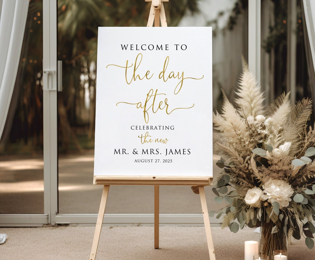 Welcome to the Day After Sign, Gold Wedding Brunch Welcome Sign, Post ...