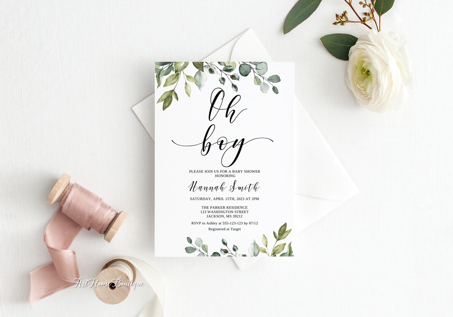 Greenery Baby Shower Invitation Botanical Baby Shower | Etsy