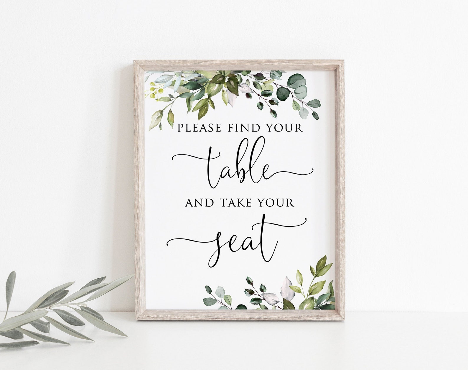 Find Your Table and Take Your Seat Sign Greenery Wedding | Etsy