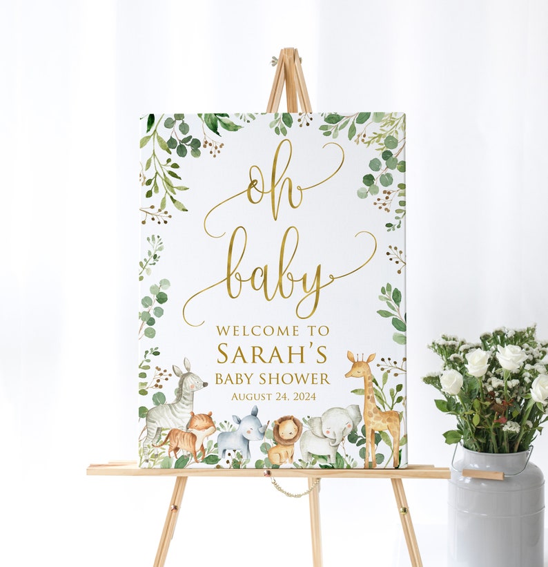 Safari Animal Baby Shower Welcome Sign Oh Baby Welcome Sign - Etsy
