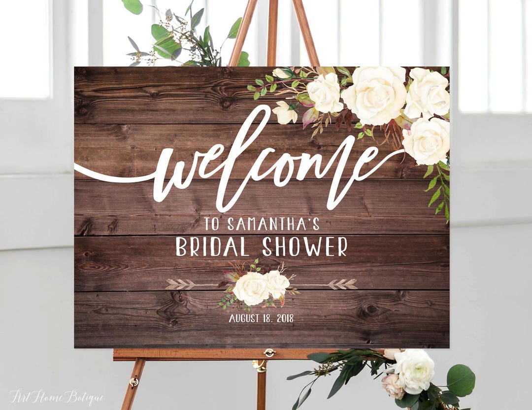 Rustic Welcome Bridal Shower Sign, Bridal Shower Welcome Sign, Large ...