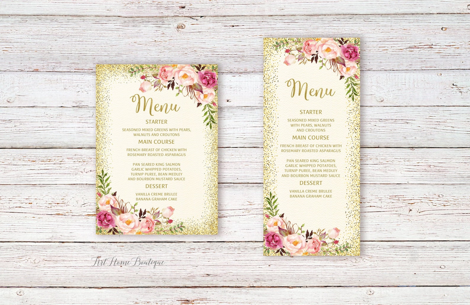 Menu Card Birthday Menu Printable Wedding Menu Floral Ivory - Etsy