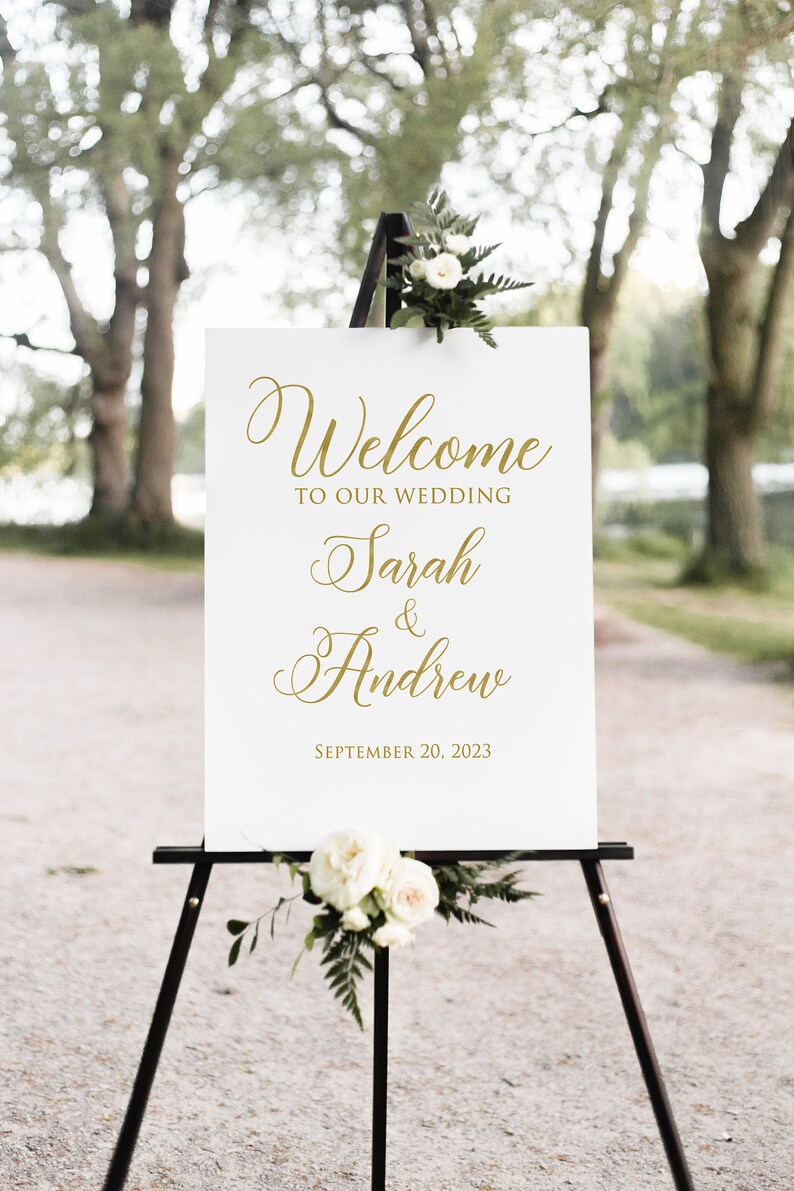 Gold Wedding Welcome Sign Gold Welcome Sign Welcome to Our - Etsy