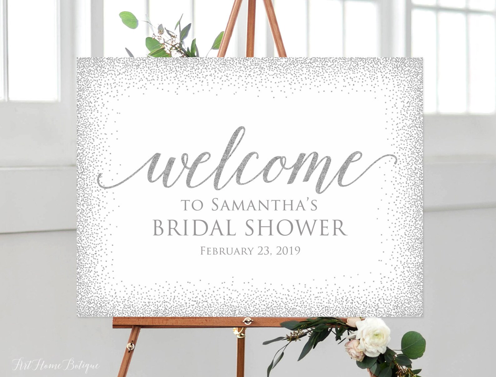 Welcome Bridal Shower Sign Silver Bridal Shower Welcome Sign - Etsy
