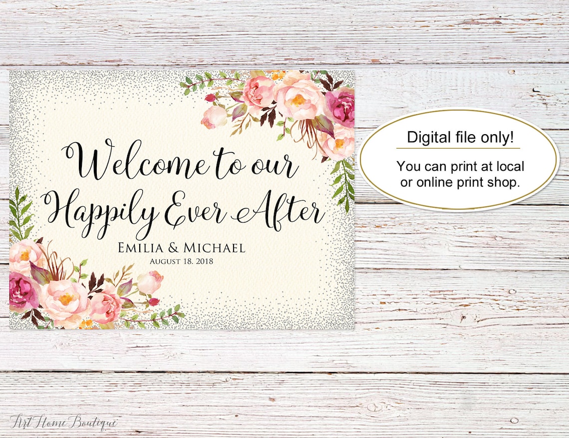 Welcome to Our Happily Ever After Sign Ivory Welcome Wedding - Etsy