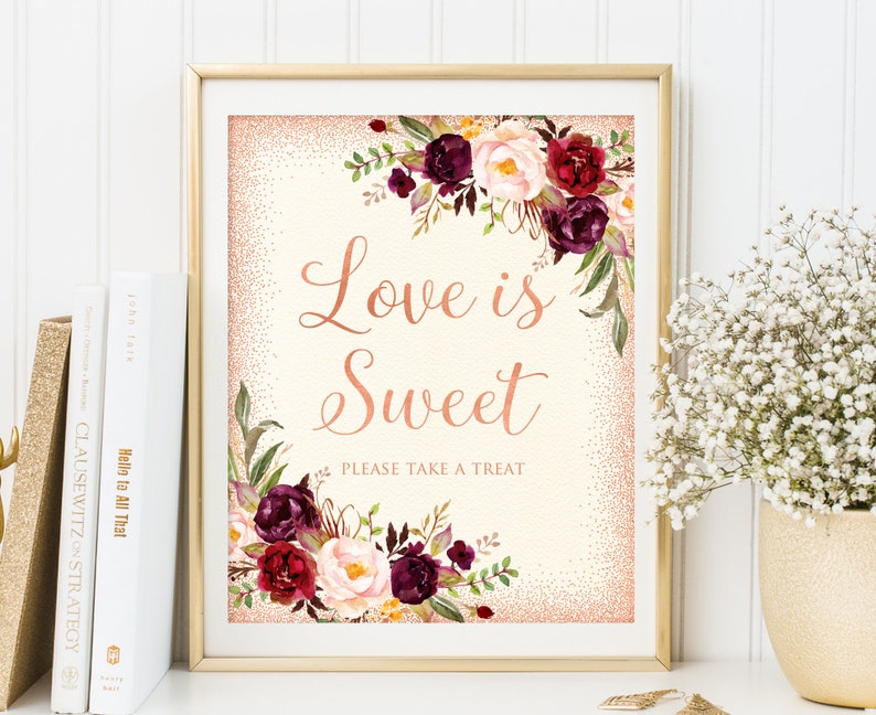 Love is Sweet Sign, Dessert Table Sign, Favor Table Sign, Favors Sign ...