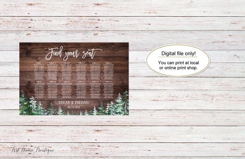 Forest Wedding Seating Chart Rustic Wedding Seating Plan | Etsy