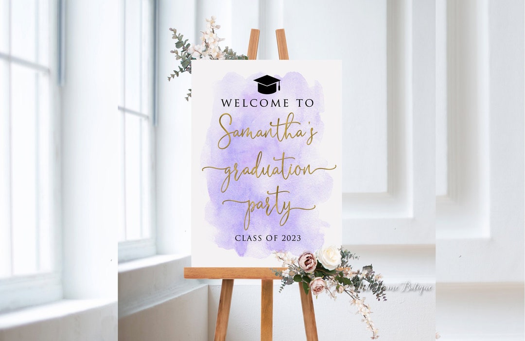 Lavender Graduation Welcome Sign, Purple Graduation Celebration Welcome ...