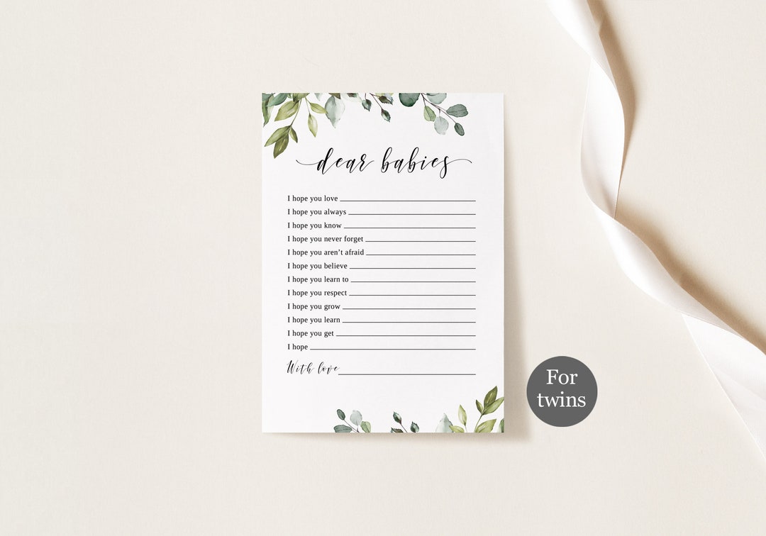 Dear Babies Wishes, Baby Shower Wishes for Baby Cards, Twins Baby ...
