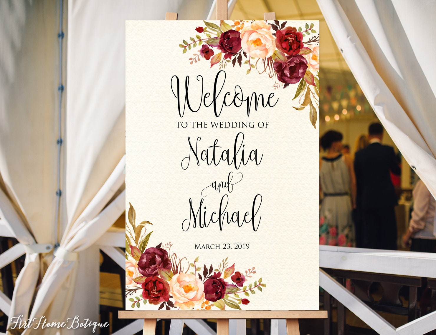 Fall Wedding Welcome Sign Welcome to Our Wedding Sign Ivory - Etsy