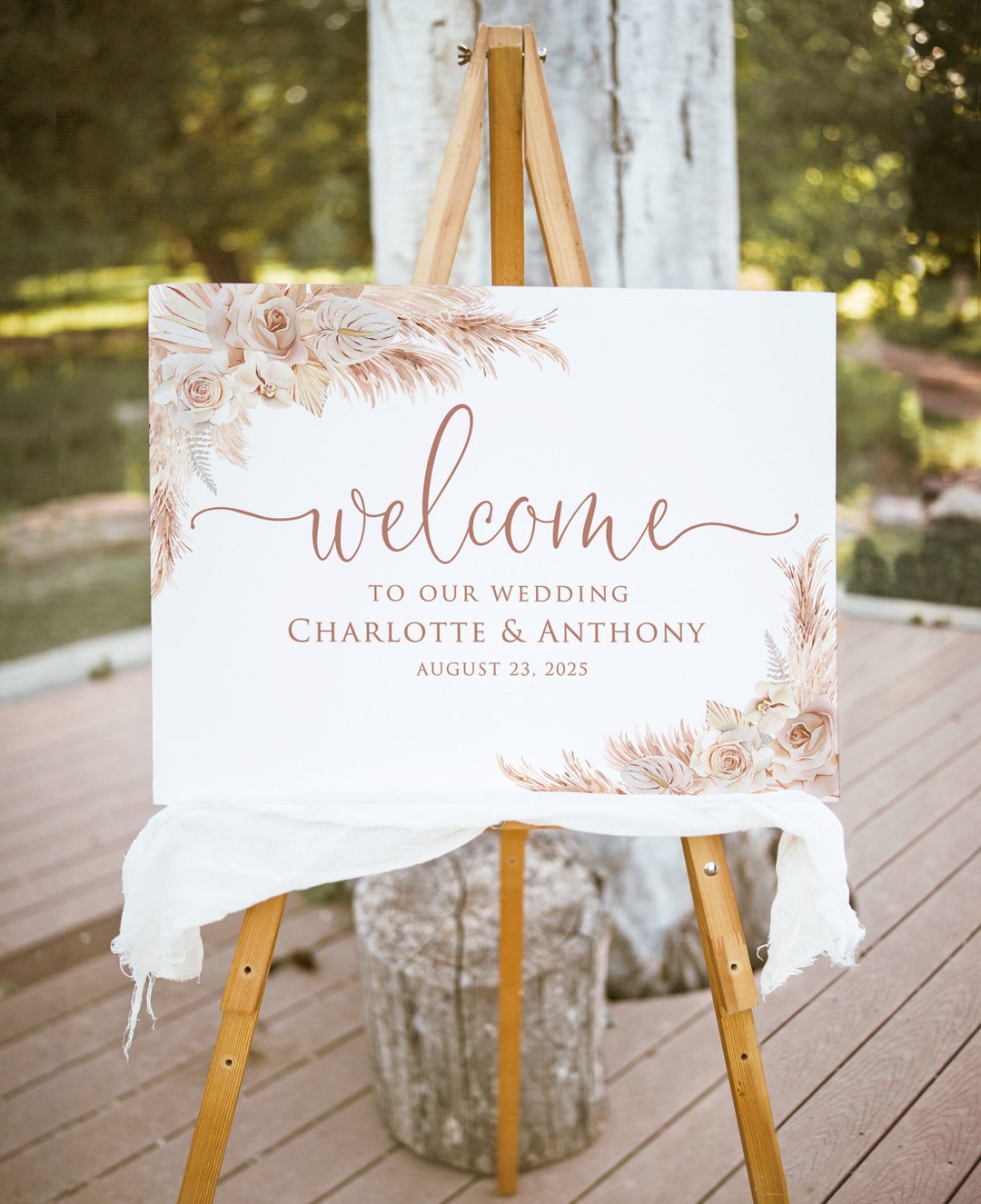 Bohemian Wedding Welcome Sign Pampas Grass Wedding Sign Boho Decor ...
