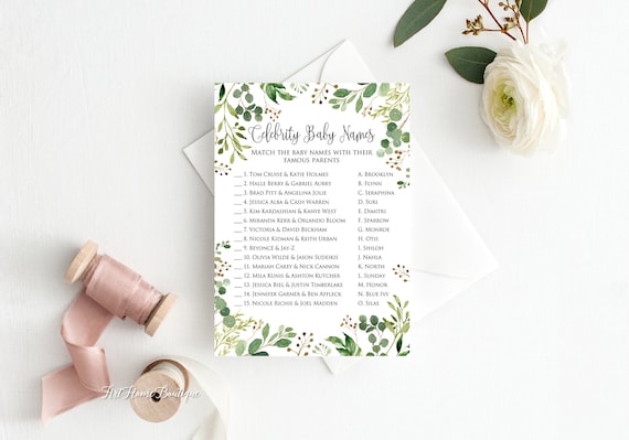 Celebrity Baby Names Game Greenery Baby Shower Games Guess - Etsy