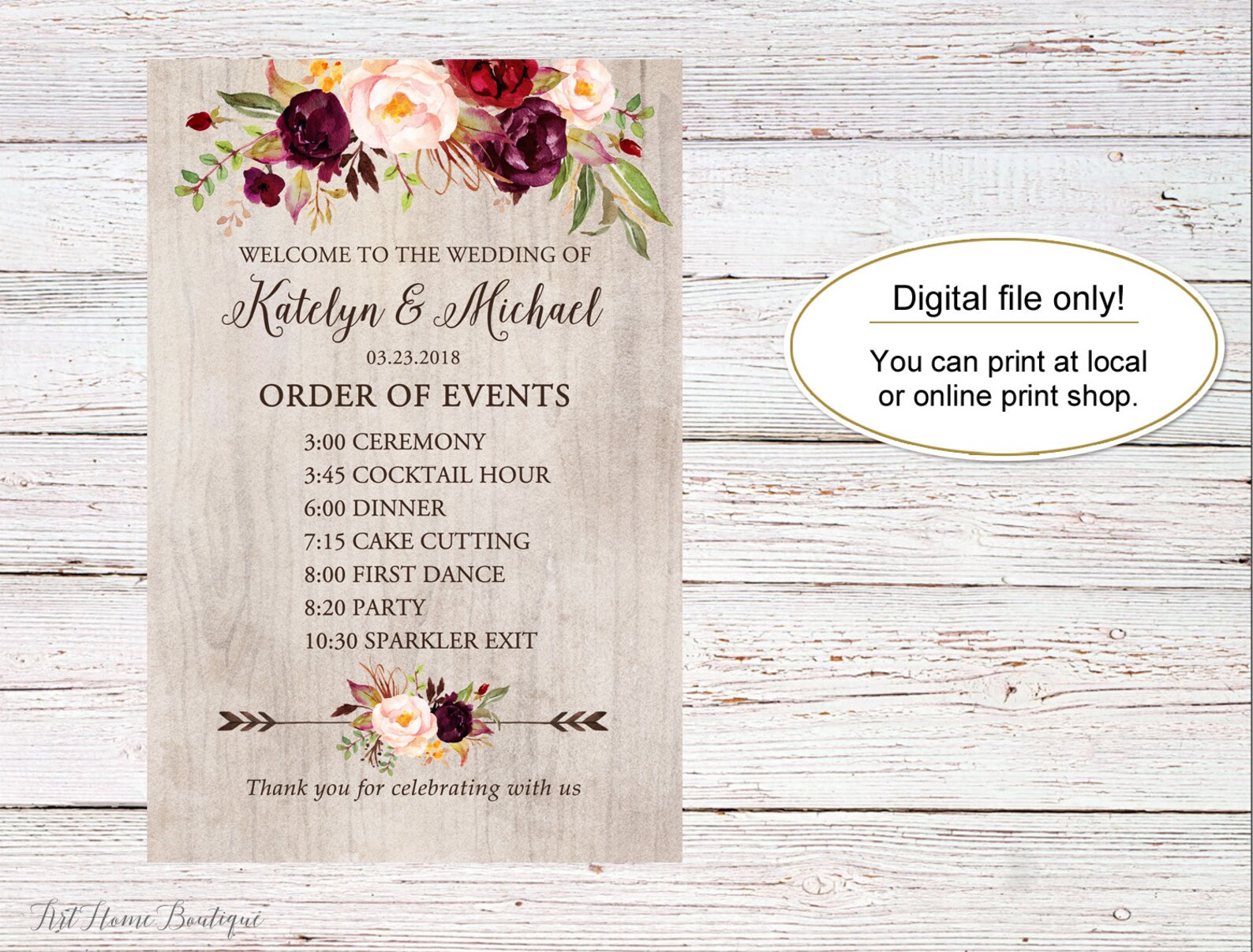 Order of Events Wedding Sign Order of Events Sign Timeline - Etsy