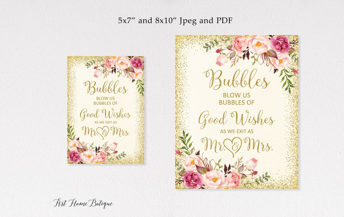 Bubbles Wedding Sign Blow Us Bubbles of Good Wishes Wedding | Etsy